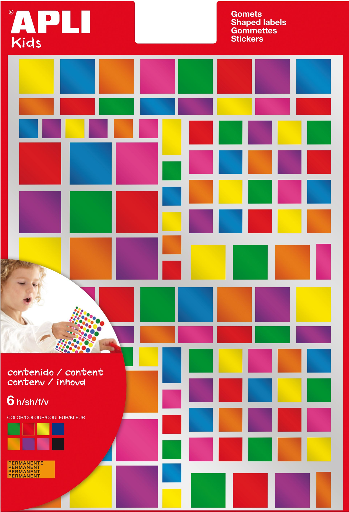 14061 - Sachet de 756 gommettes carrées métallisées